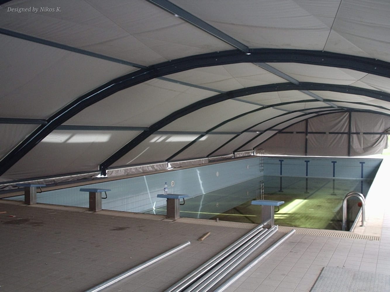 Retractable Swimming Pool Roof with Arched Steel and Fabric